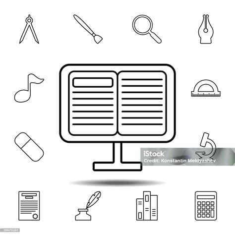 모니터 아이콘에 전자 책 Ui 및 Ux 웹 사이트 또는 모바일 응용 프로그램에 대한 교육 세트 아이콘의 간단한 개요 벡터 요소
