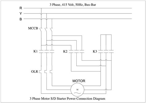 3 Phase Motor Starter Power Connection Diagram Edrawmax Templates