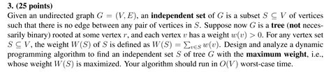 solved 3 25 points given an undirected graph g v e