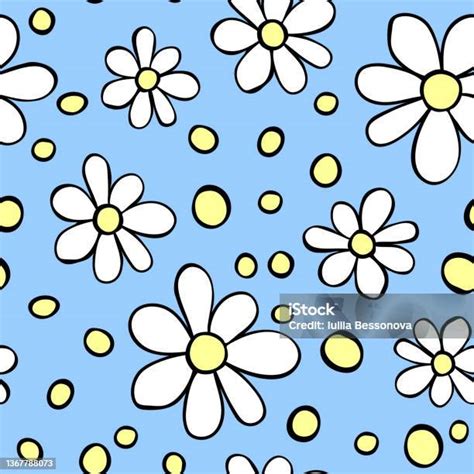 벡터 간단한 원시 꽃 원활한 패턴 꽃과 귀여운 끝없는 프린트 스케치 낙서 낙서 여름 봄 감촉 개화기에 대한 스톡 벡터 아트 및 기타 이미지 Istock