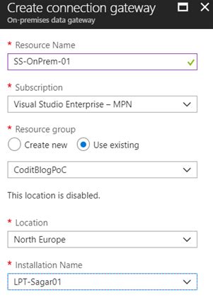 Installing And Configuring On Premise Data Gateway For Logic Apps