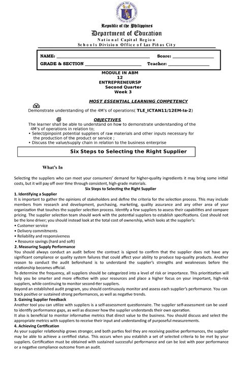 q2 week 3 adm module week 3 m odu l e in a b m 12 ent re p rene ur
