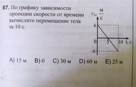 По графику зависимости проекции скорости от времени вычислите перемещение тела за 10 с