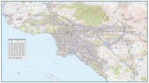 Greater Los Angeles Metro Area With Shaded Relief American Map Store