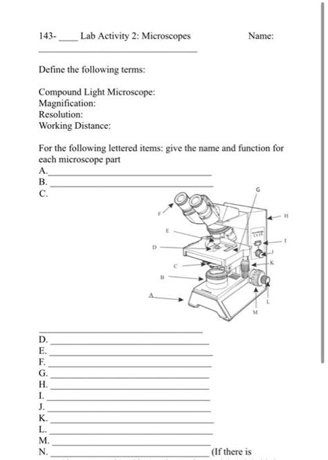 Solved Lab Activity Microscopes Define The Following Chegg