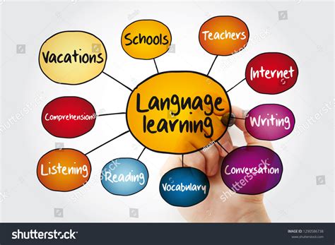 Language Learning Mind Map Flowchart Education Foto Stok 1290586738