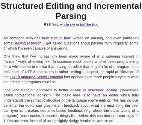 Laurence Tratt On Linkedin New Blog Post Structured Editing And Incremental Parsing