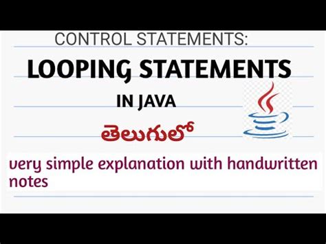 looping statements in java telugu | for loop,while loop, do while loop ...