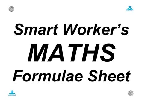 Maths Formulae Sheet