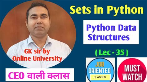Sets In Python🔥python Data Structures 🔥by Online University Lec 35