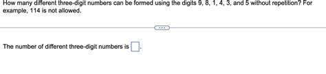 solved how many different three digit numbers can be formed