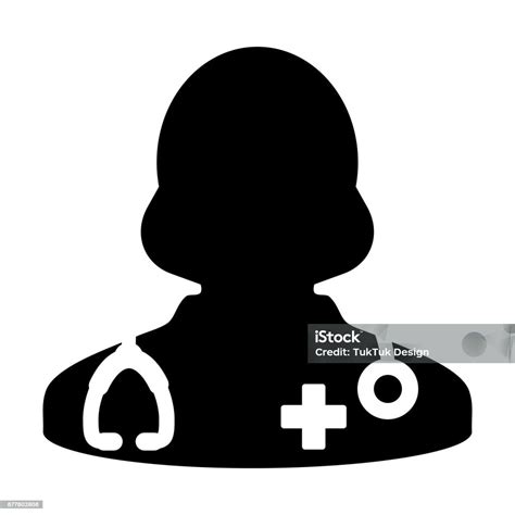 의사가 아이콘 벡터 의료 상담 여성 의사 사람 아바타 청진 기와 교차 하는 상징 문양 그림 건강관리와 의술에 대한 스톡 벡터 아트 및 기타 이미지 건강관리와 의술 검은
