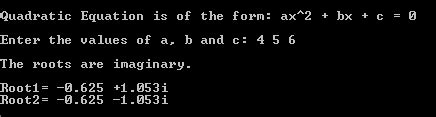 Solving Quadratic Equations In C Code With C