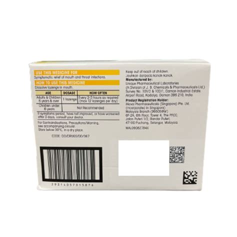DIFFLAM AB SORE THROAT LOZENGES PCKS X S HONEY LEMON Sabahcarepharma