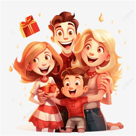 크리스마스를 축하하는 행복한 가족 크리스마스 트리 주변에서 즐거운 시간을 보내세요 삽화 가족이 함께 Png 일러스트 및 이미지 에 대한 무료 다운로드 Pngtree