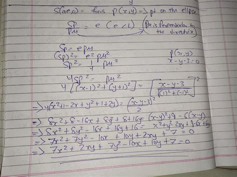 The Equation Of The Ellipse Whose Focus Is 1 1 Directrix Is