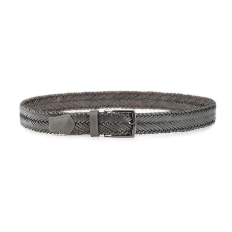 Buy Mens Braided Belt Grey Leather Top Quality
