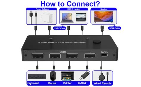 Amazon USB C KVM Switch K Hz USB C Switcher For Computers Share HDMI HD Monitor And