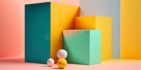 Minimalistic Abstract Composition With Bold Lines And Pastel Generative Ai Stock Illustration