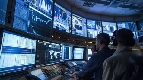Premium Photo Engineers In A Hightech Control Room Monitoring Data For A Large Hadron Collider