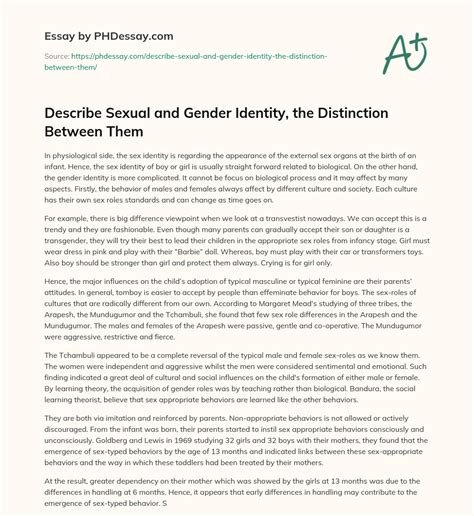 Describe Sexual And Gender Identity The Distinction Between Them