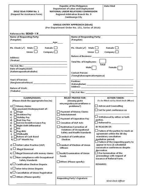 dole sena form no 1 single comp pdf