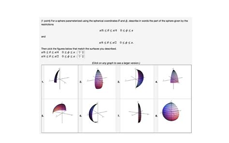 Solved 1 Point For A Sphere Parameterized Using The