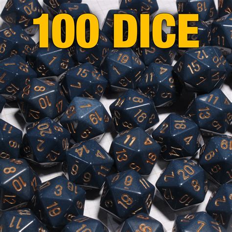 Set Of 100 20 Sided Opaque Dusty Blue Dice Dice Game Depot
