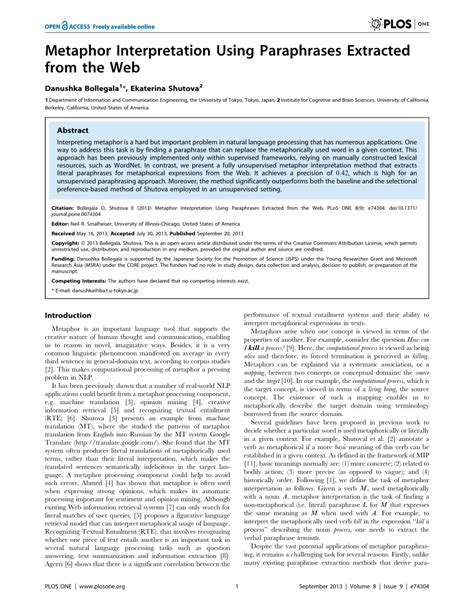 Pdf Metaphor Interpretation Using Paraphrases Extracted From The Web