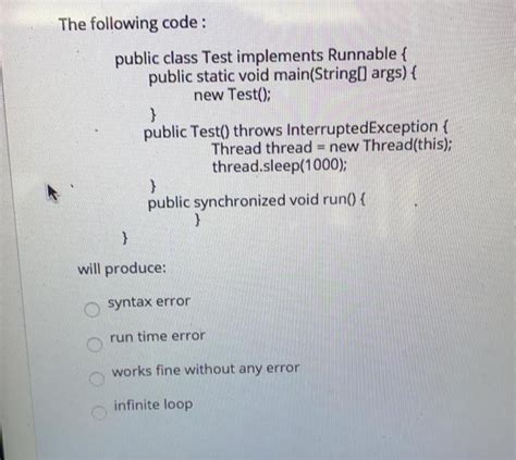Solved The Following Code Public Class Test Implements