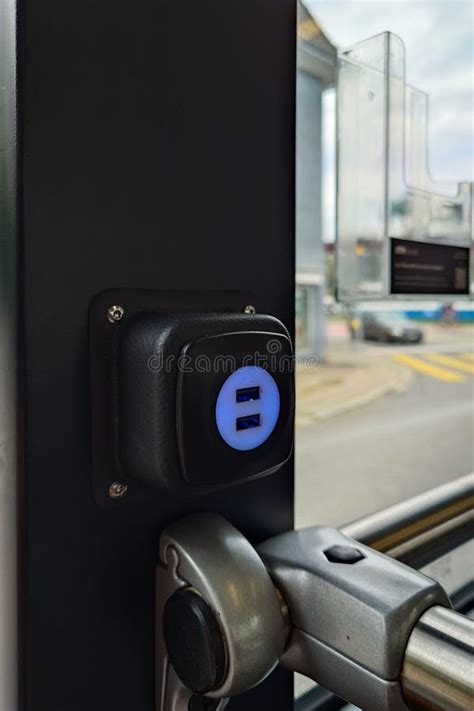 USB Charging Outlet Or Socket On A Public Transport Bus In Europe No People Stock Photo Image