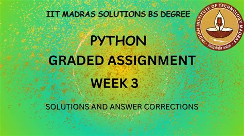 Python Week Graded Assignment IITM BS Online Degree Program Foundation YouTube