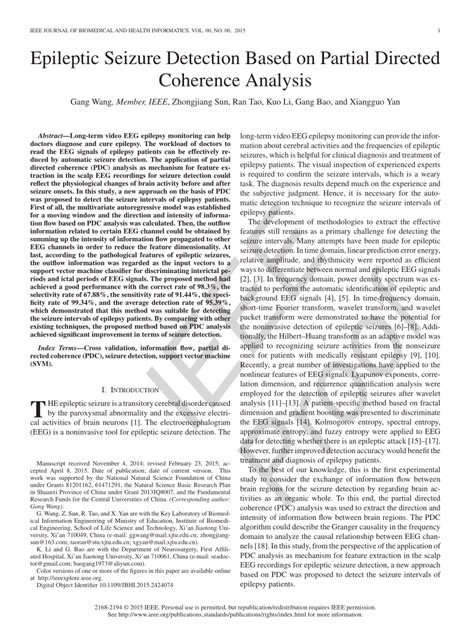pdf epileptic seizure detection based on partial directed coherence