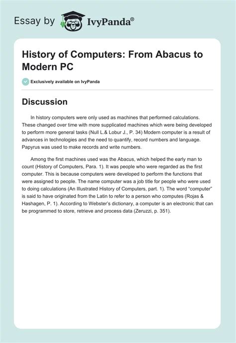 History Of Computers From Abacus To Modern Pc 1280 Words Essay Example