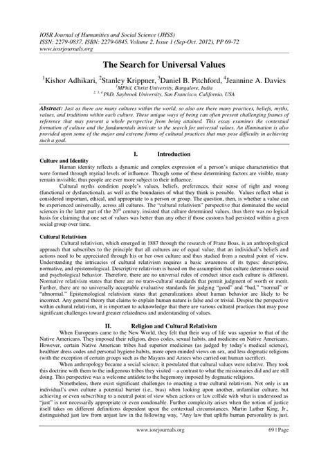 PDF The Search For Universal Values