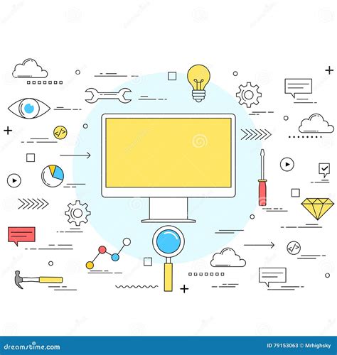 Seo Concept Line Style Illustration Stock Vector Illustration Of Internet Optimization 79153063