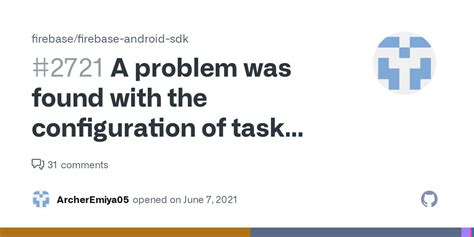 a problem was found with the configuration of task app