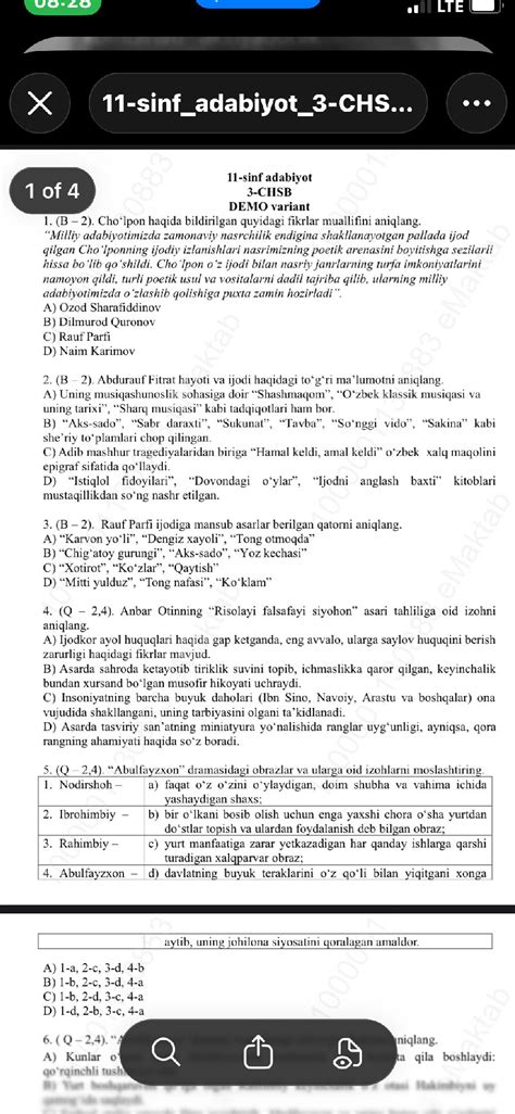 B2 Cholpon Haqida Bildirilgan Quyidagi