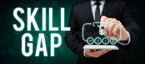 Hand Writing Sign Skill Gap Business Showcase Refering To A Person S