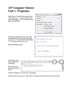 Fillable Online AP Computer Science Unit 1 Programs Fax Email Print PdfFiller