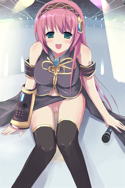 Rule 34 Female Green Eyes Hairband Highres Long Hair Megurine Luka No Panties Open Mouth