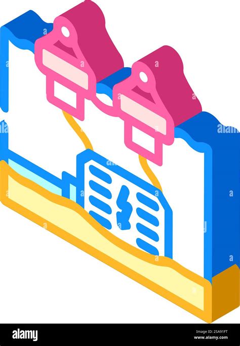 Wave Energy Converter Tidal Isometric Icon Vector Wave Energy Converter Tidal Sign Isolated