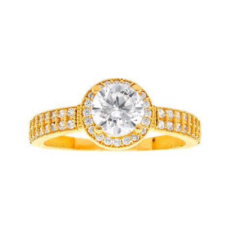 Anillo De Compromiso En Oro Amarillo 14k Con Zirconia Joyería Lunas