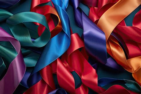 High Angle Colorful Glossy Ribbons Premium AI Generated Image