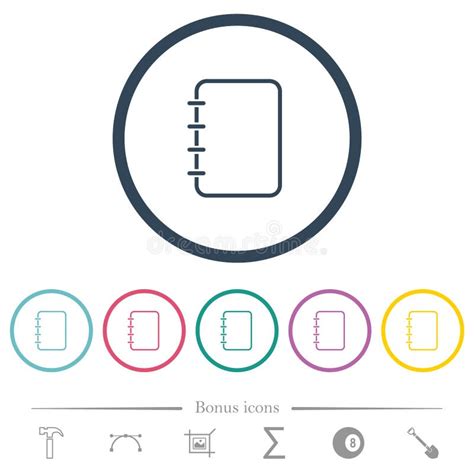 spiral blank notes outline flat color icons in round outlines stock