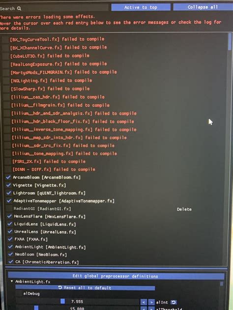 Certain Effects Failed To Compile On Install Rreshade