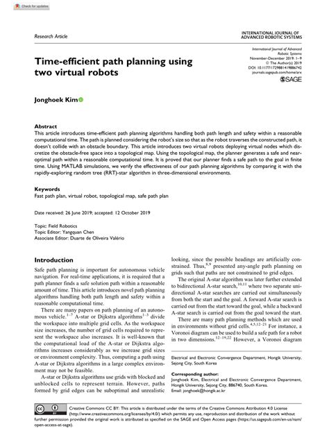 PDF Time Efficient Path Planning Using Two Virtual Robots