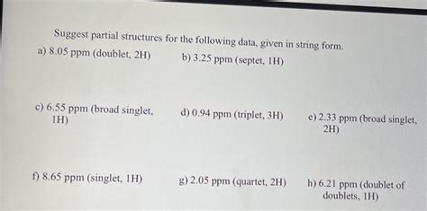 solved suggest partial structures for the following data
