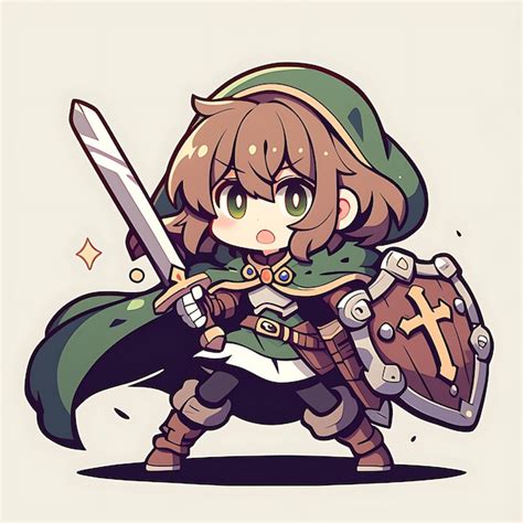 Ranger Paladin With A Green Cloak Brown Leather Armor And A Cute