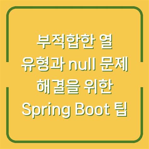 부적합한 열 유형과 Null 문제 해결을 위한 Spring Boot 팁 Leedofinance